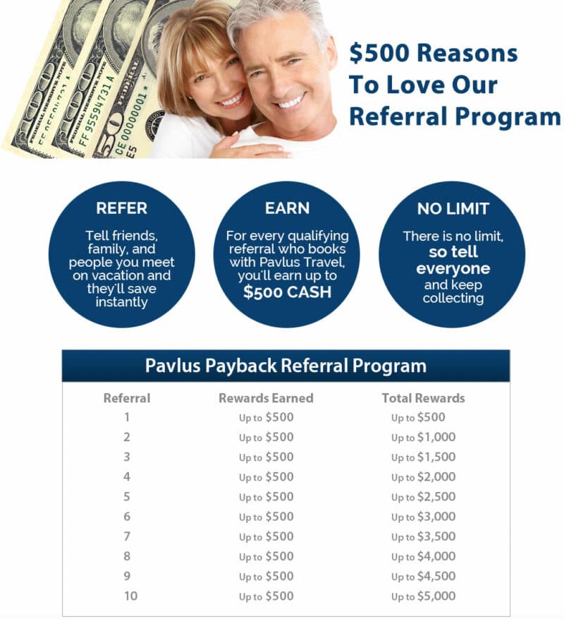 Best Travel Referral Program | Up to $500 Cash Back - Pavlus Travel
